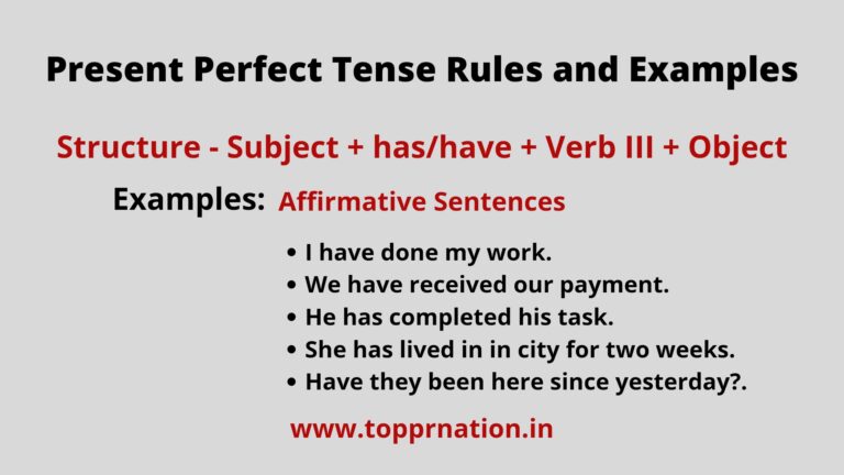 Present Perfect Tense - Rules and Examples and Sentence Structure