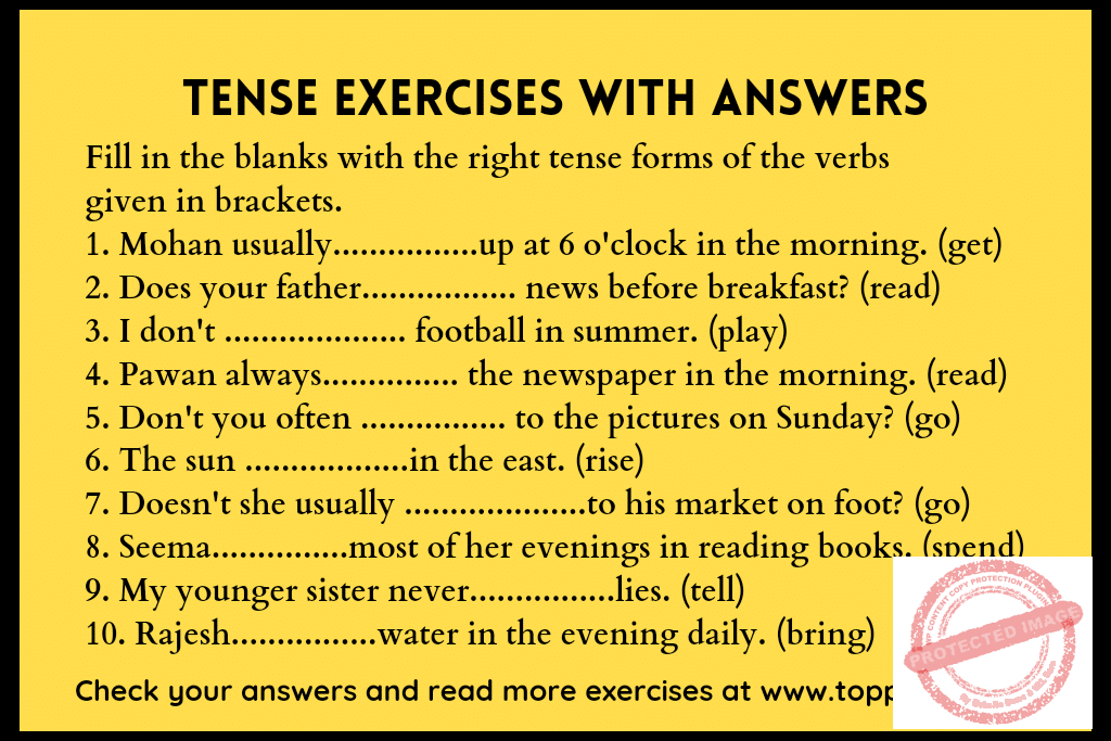 Tense Exercises With Answers And Worksheets